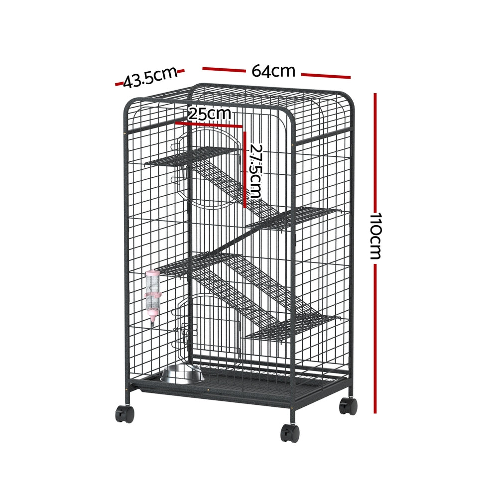 Ferret Cage With Wheels Pull Out Tray 4 Level 110cm