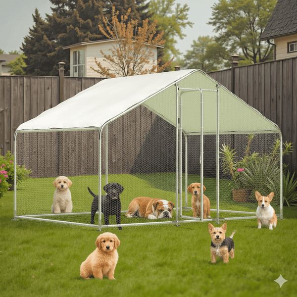 Outdoor Dog Kennel Metal Dog Enclosure 2M With Roof | Pets Gear