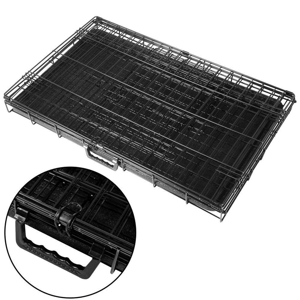 Foldable Dog Crate Kennel with 3-Door Removable Tray Portable Pet Cage