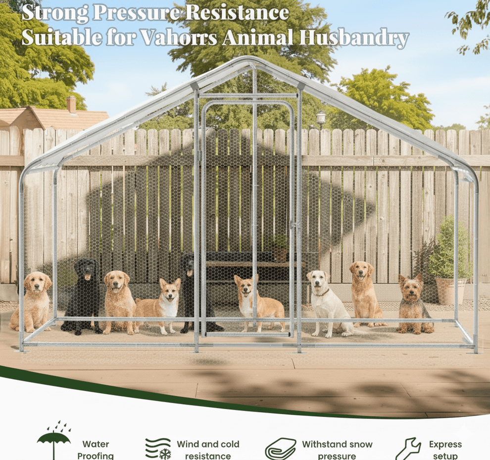 Outdoor Dog Kennel Metal Dog Enclosure 2M With Roof | Pets Gear