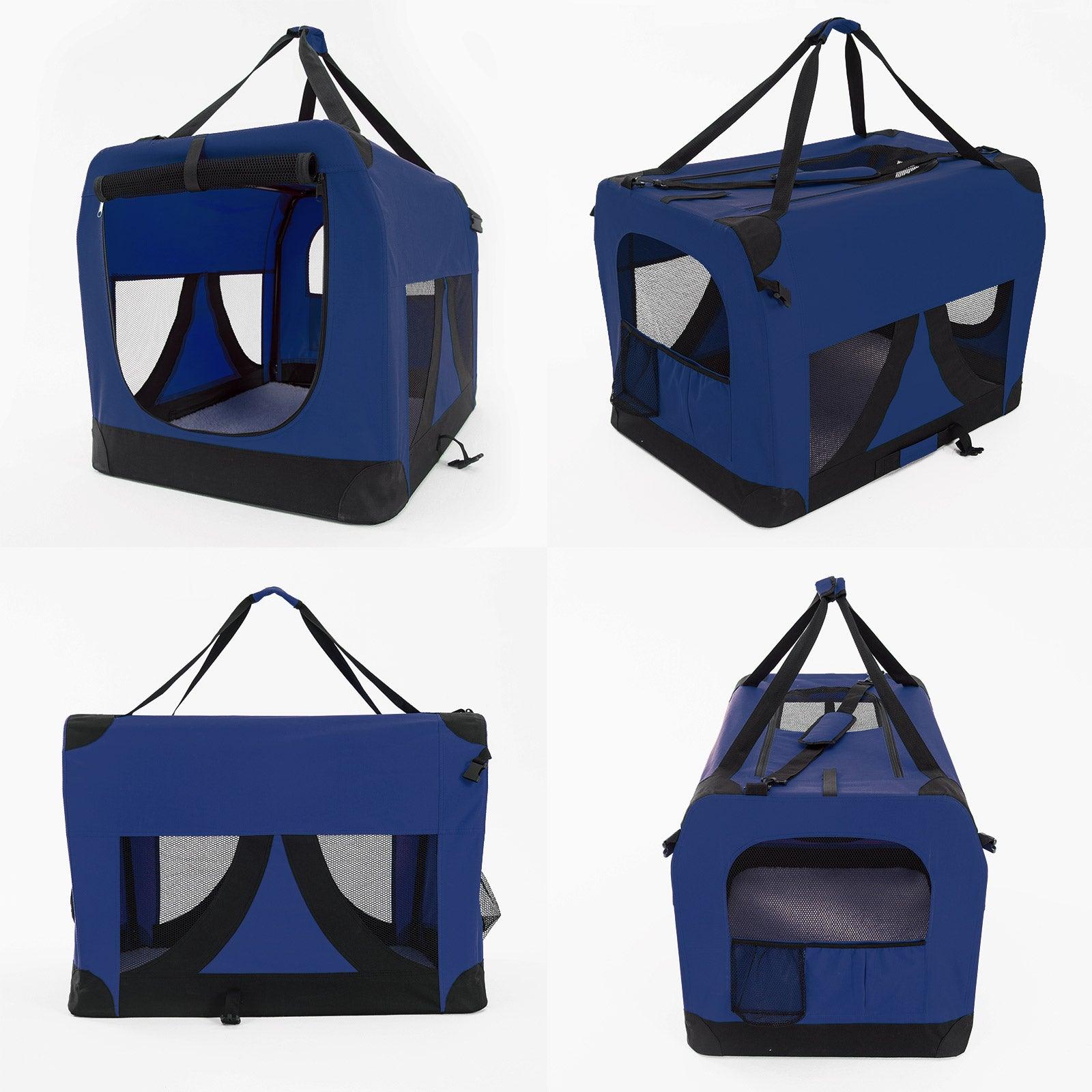 Portable Soft Dog Cage Crate Carrier Travel Dog Crate BLUE