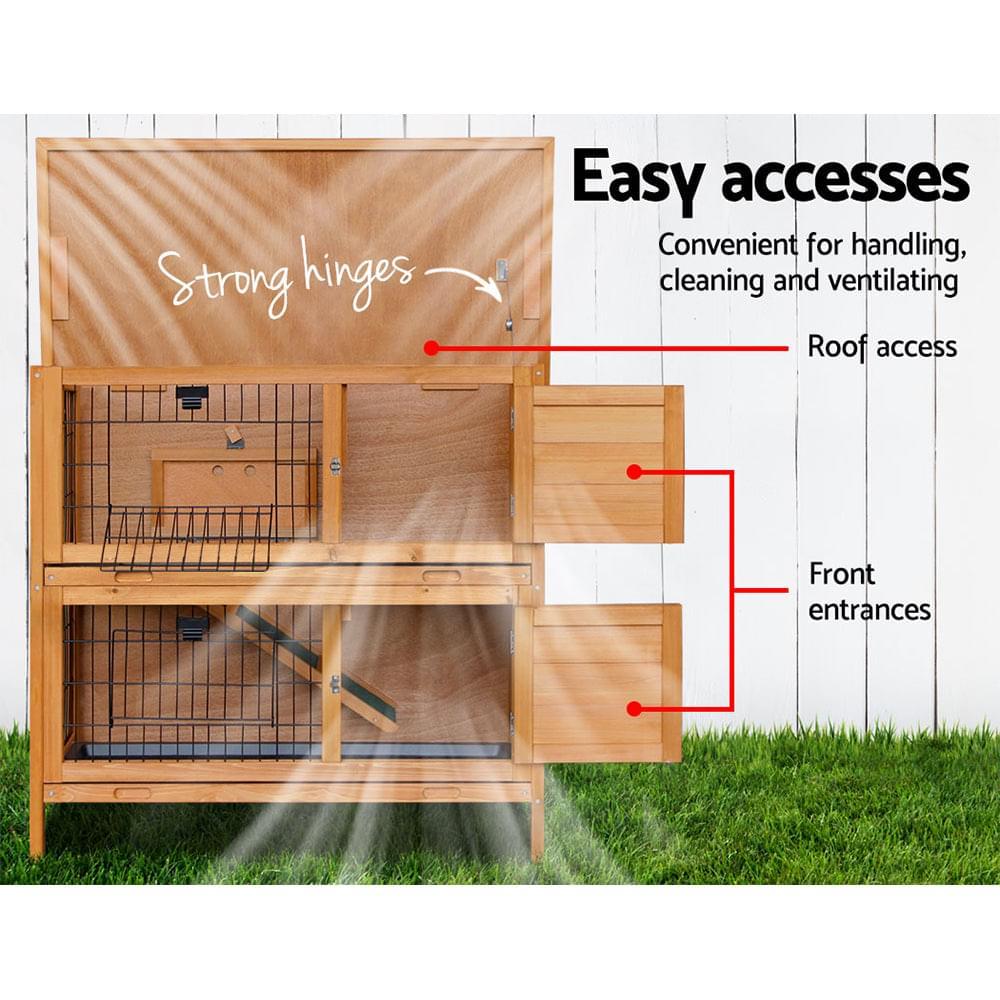 Rabbit Hutch Wooden Coop Pet Hutch Two Levels