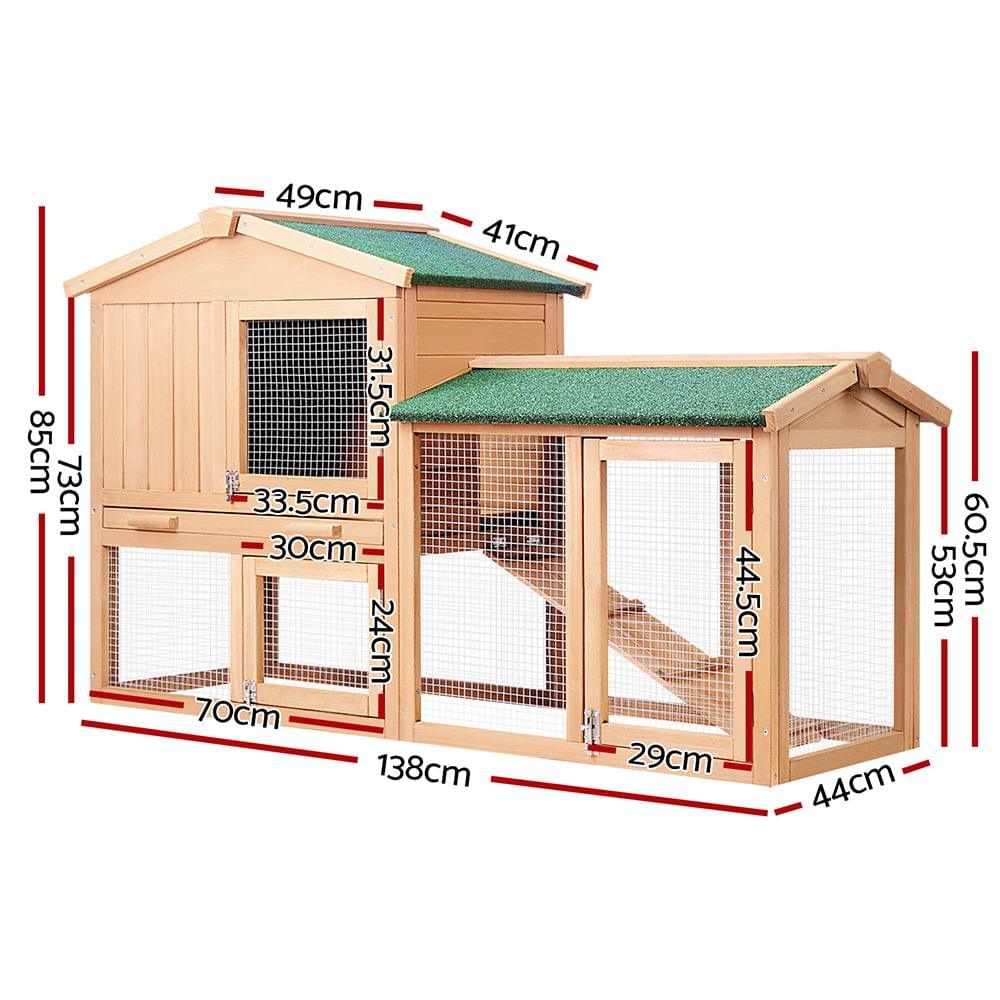 Wooden Chicken Coop Pet Hutch 138cm